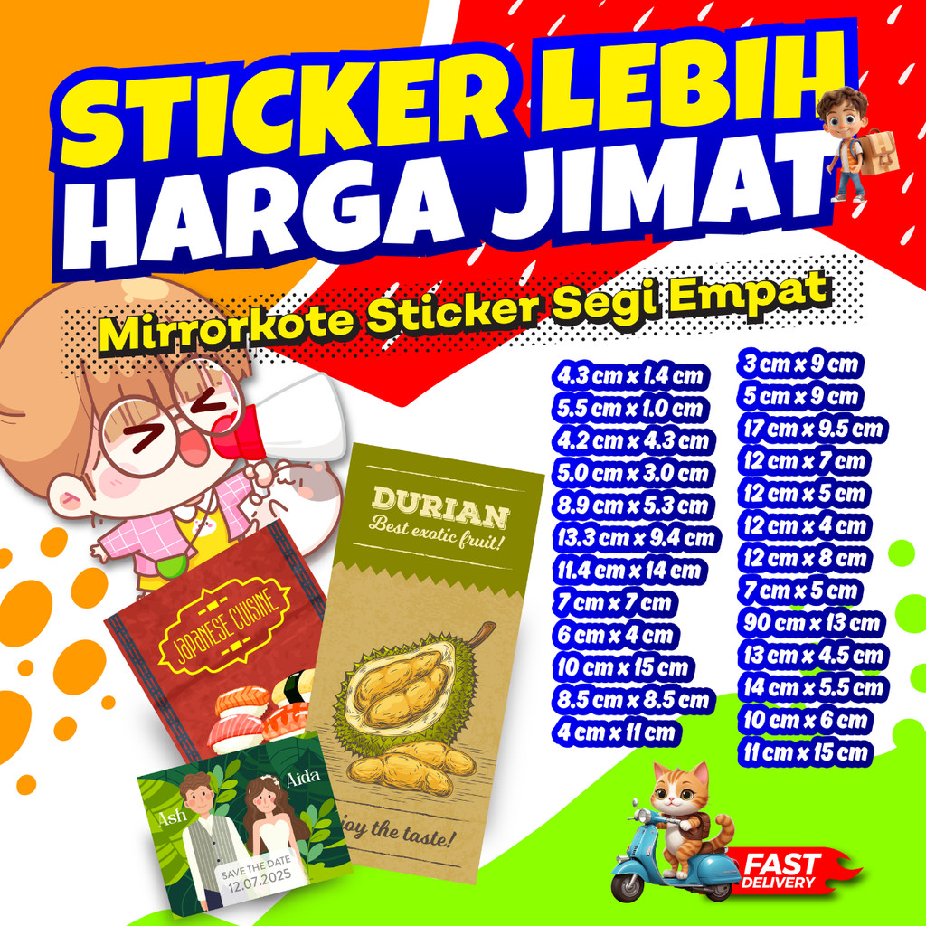 TBF [100pcs] SEGIEMPAT STICKER CUSTOM LABEL PRODUK DOORGIFT STICKER ...
