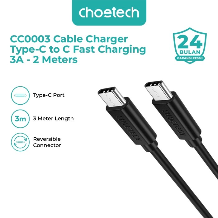 Data Cable Type C to C 15W 2M Cable Choetech Original | Shopee Malaysia