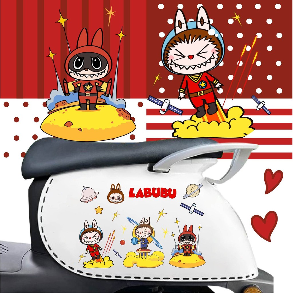Motorcycle sticker labubu car decoration sticker painting Bubble Mart ...