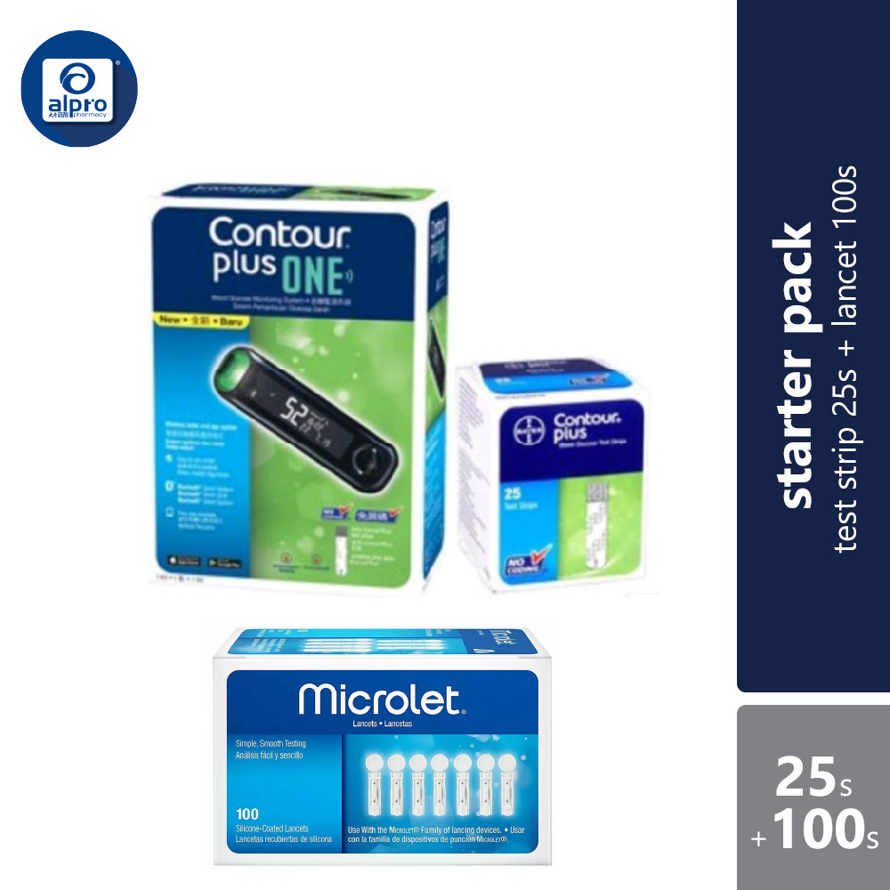 Contour Plus One Meter Starter Pack With Test Strip 25s + Lancet 100s ...