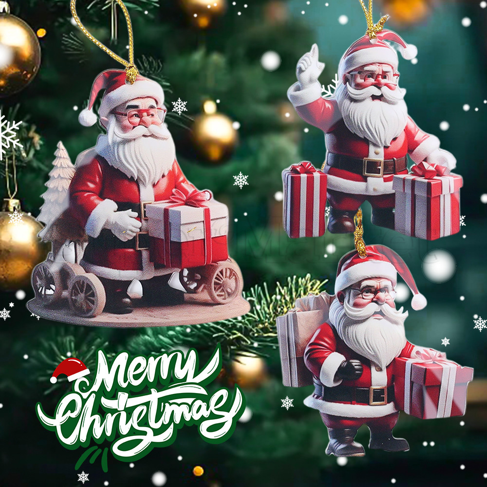 [ Featured ] Christmas Acrylic Pendants - 2D Cartoon Santa Claus - Xmas ...