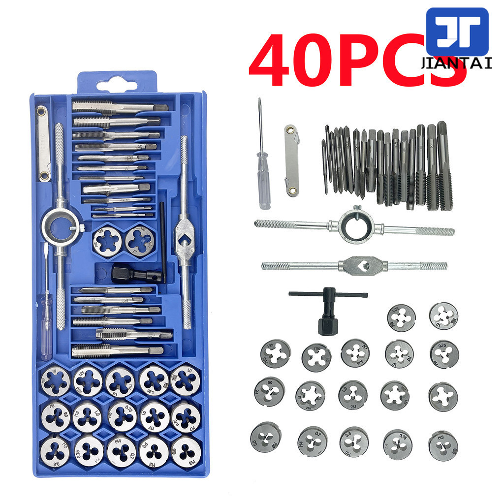 40pcs Tap Die Set M3-M12 Screw Thread Metric Taps Wrench DIY Kit Wrench Screw Threading Hand ...