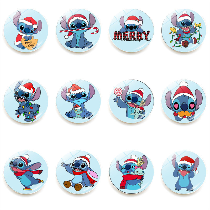 12pcs Christmas Stitch Fridge Magnets Crystal Cartoon Stitch Soft ...