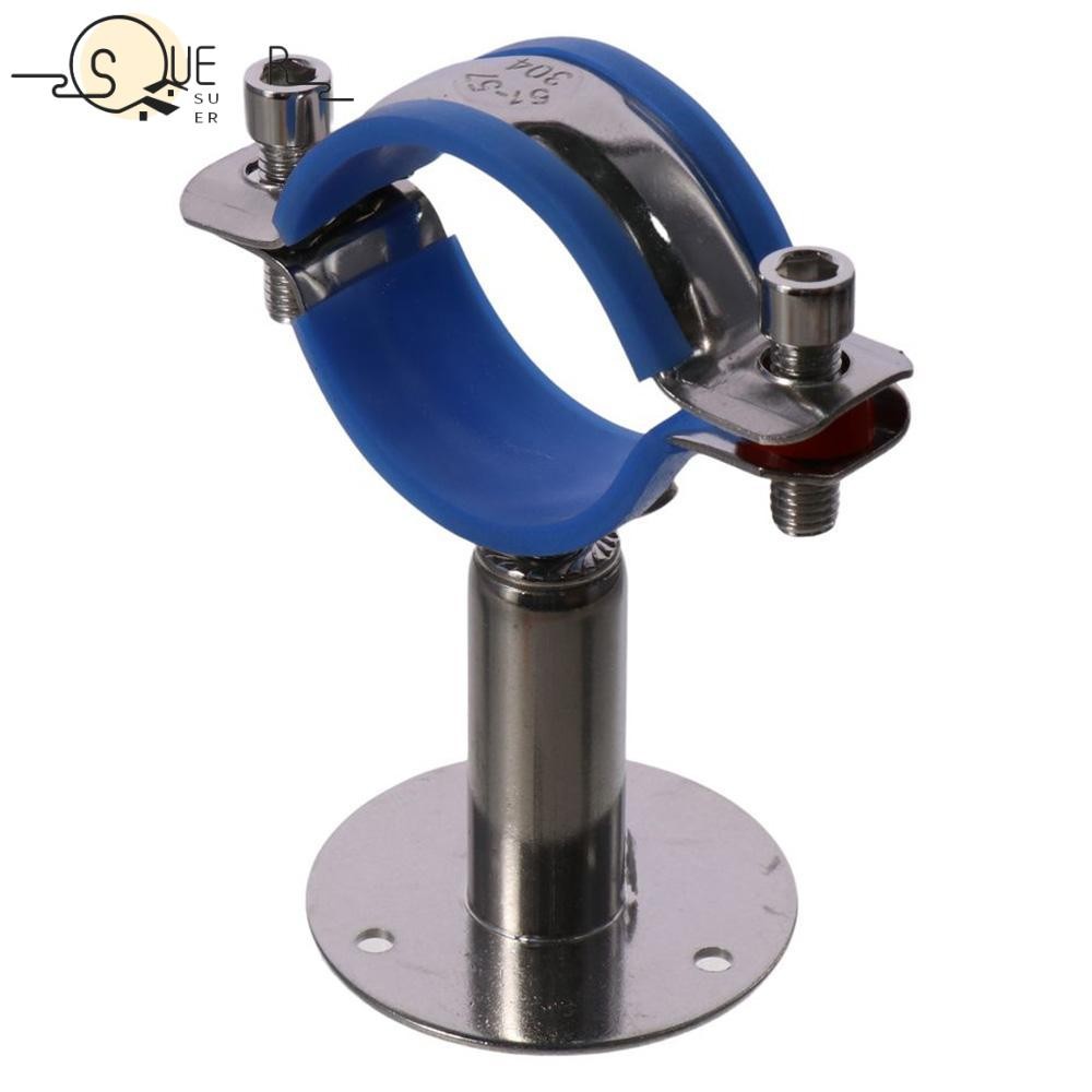 SUEREN Adjustable Pipe Bracket, Silver Blue Wall Mount Pipe Supports ...