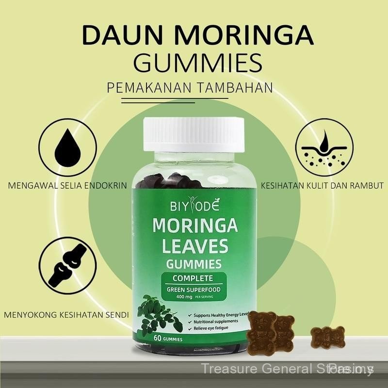 BIYODE Moringa Leaf Gummies untuk menurunkan gula darah 400mg Moringa ...