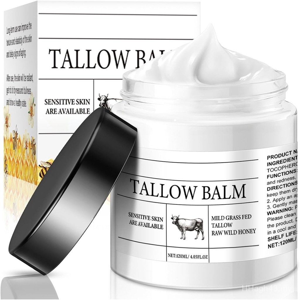 Krim Muka Tallow Pelembap Tallow Daging Lembu Diberi Rumput Balsem Madu ...