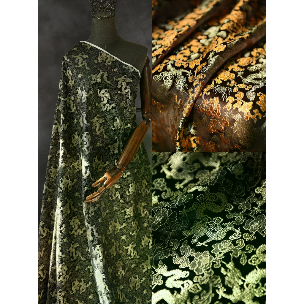 Dragon Jacquard Silk Fabric - Luxury Brocade for Costumes ...
