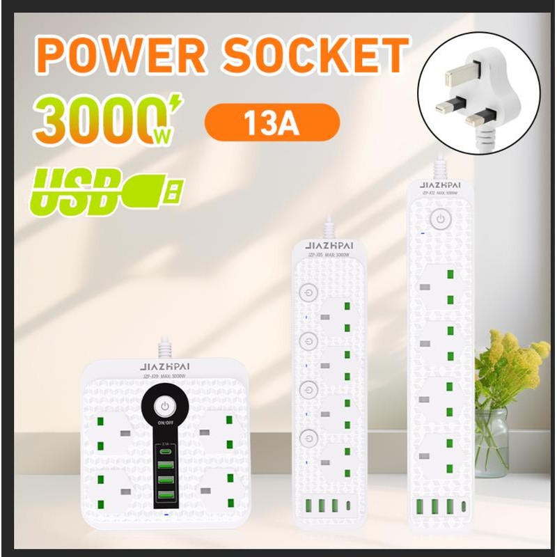 [Penghantaran sekarang] 3 Port USB 4 Palam Sambungan Jalur Kuasa ...