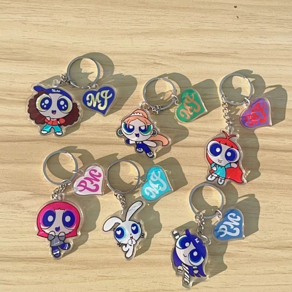 kpop idol NWJNS The Powerpuff Girls Acrylic Keyring Keychains | Shopee ...