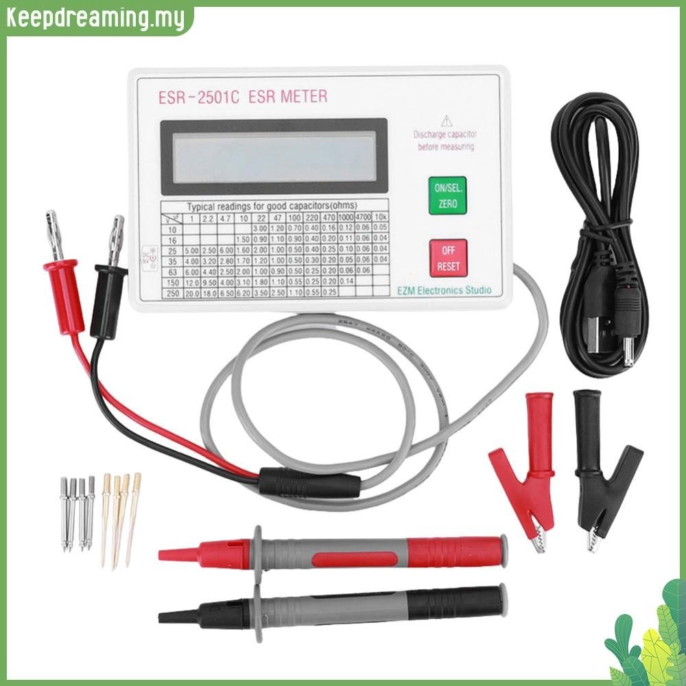 keepdreaming ESR DCR Tester With Test Leads Clip Battery ESR Capacitor ...