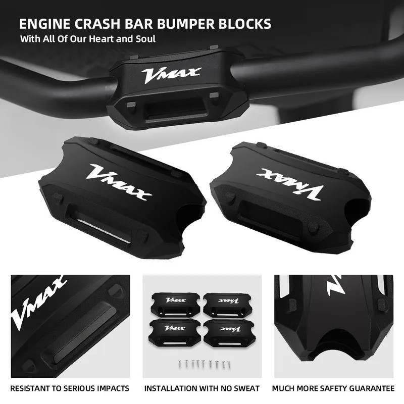 22 25 28MM Motorcycle Engine Guard Bumper Crash Bar Protection Blocks ...