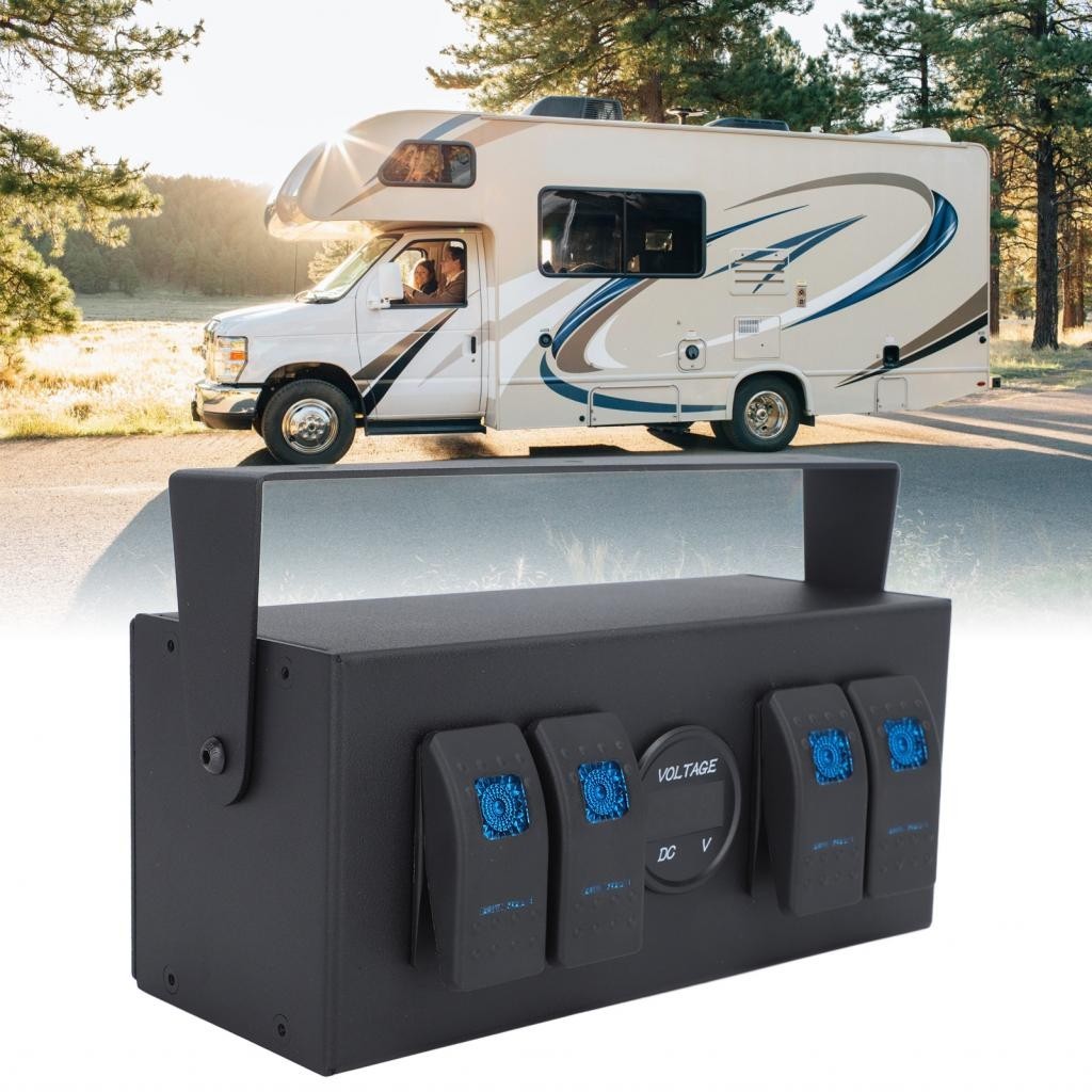 Shopp 4 Gang Rocker Switch Box DC12 To 24V On Off Panel with Voltage ...