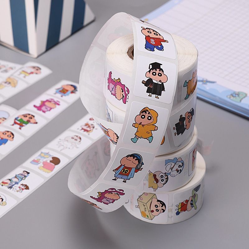 500 Stickers/Roll Crayon Shin-Chan Line Puppy Stickers Packaging ...