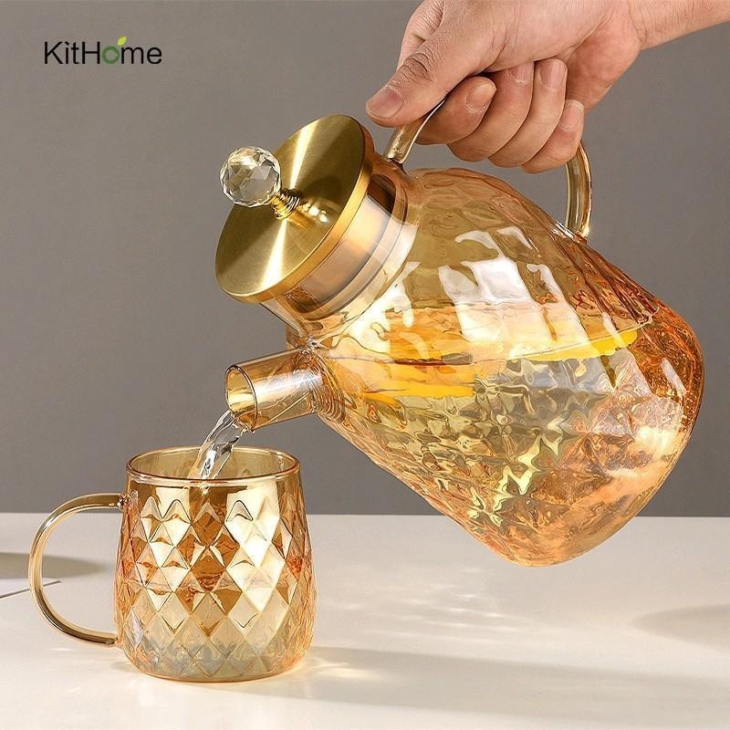 New high borosilicate cold kettle, light luxury glass kettle, amber ...