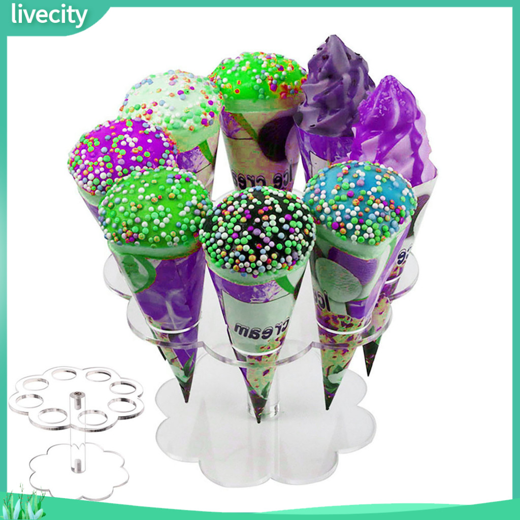 livecity| Ice Cream Cone Holder Detachable Anti-deformed Acrylic 8 ...
