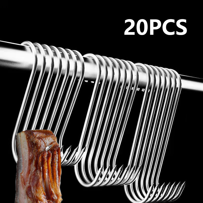 【OR】 20PCS Stainless Steel S-shaped Hook Tool Butcher's Meat For ...