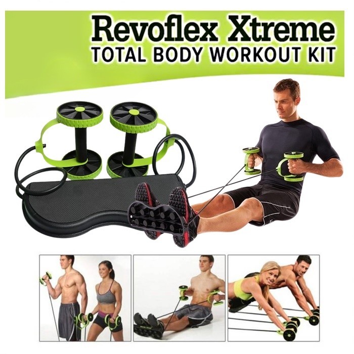 Revoflex Xtreme Ab Double Wheels Abdominal Trainer Resistance Waist Slim Workout Home Gym ...