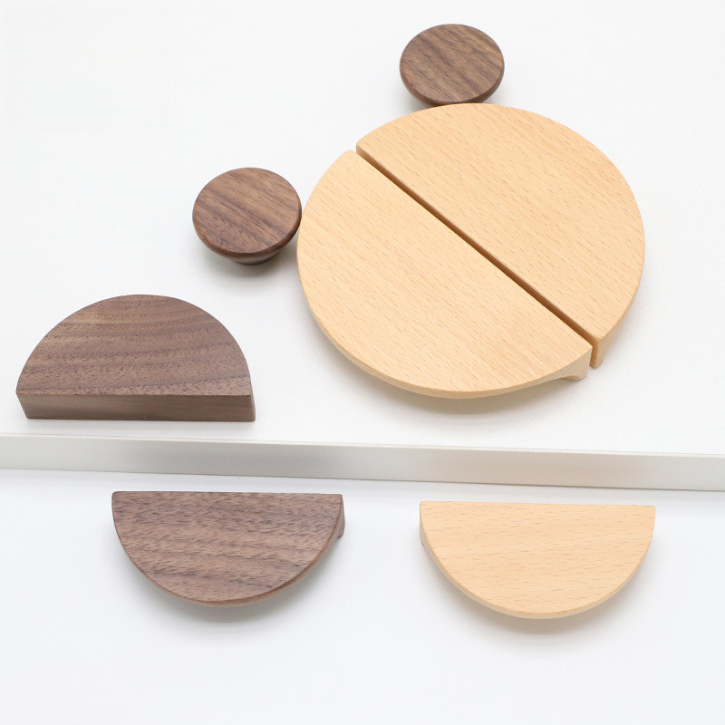 Half Round Cabinet Handle Wood Door Drawer Handle Wardrobe Knob ...