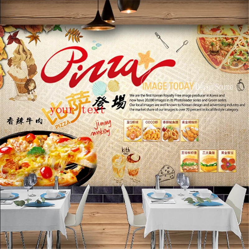 Custom Fast Food Snack Bar Wallpaper mural Delicious Burger Restaurant ...