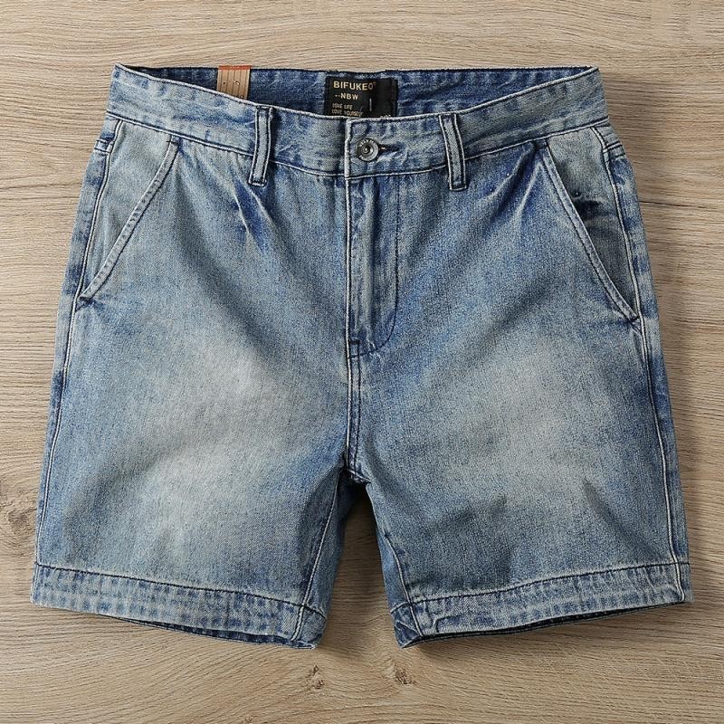 Three-point Pants Men's Pure Cotton Washed Retro 3-point Denim Shorts ...