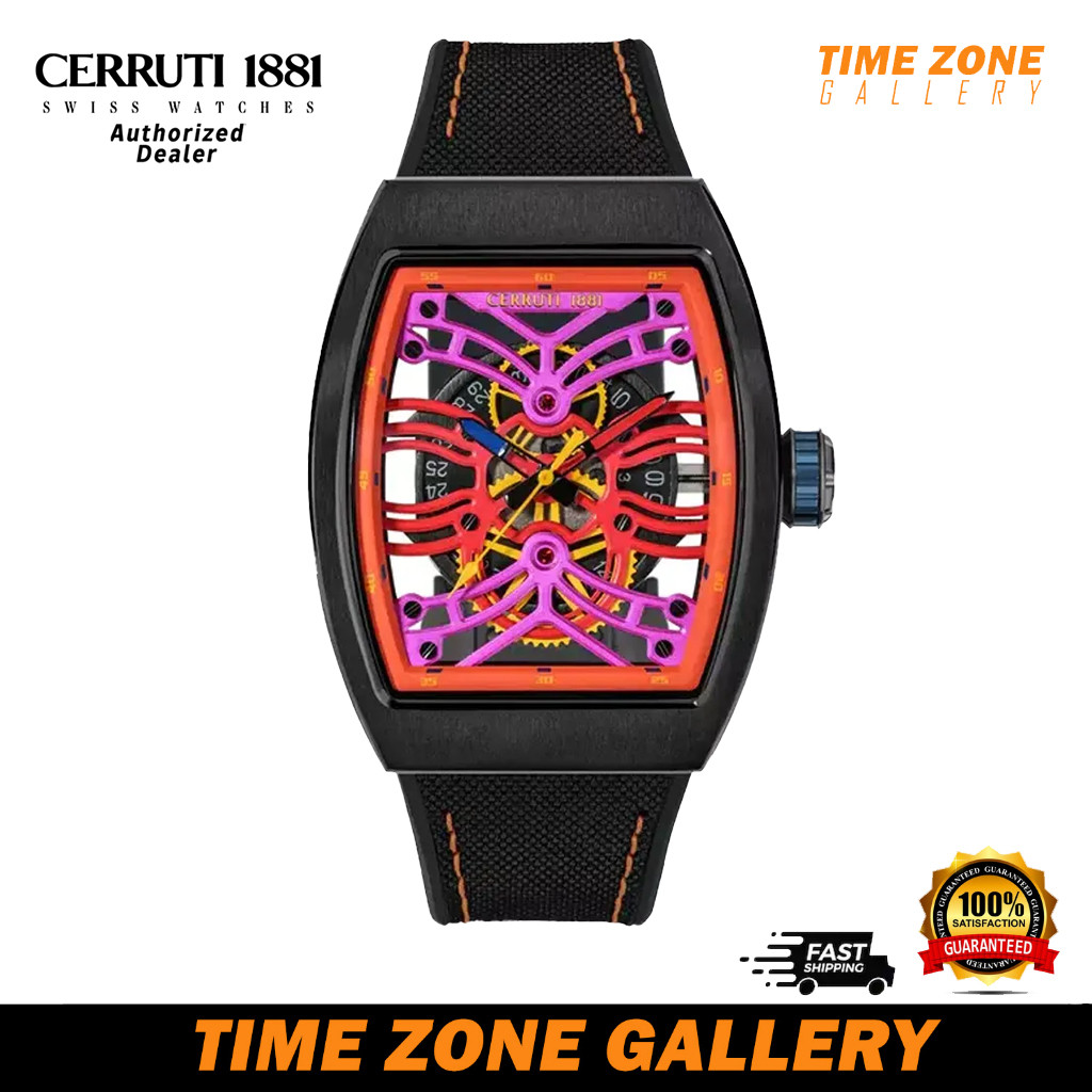 Cerruti 1881 Calliano Skeleton See-Through Back Red Dial Men Watch ...