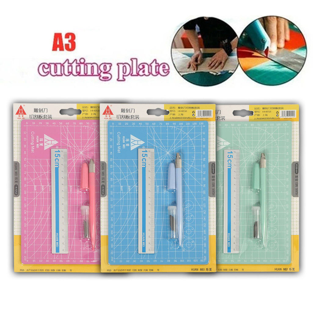 Tikar Memotong A5 Cutting Mat PVC Cut Pad 3 in 1 Set Kit With White ...