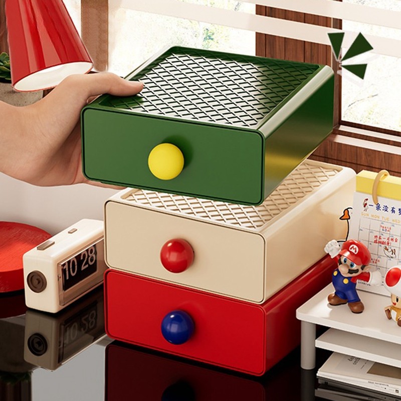 Cartoon Dopamine Desktop Organizer Desk Drawer Storage Box Home Storage ...