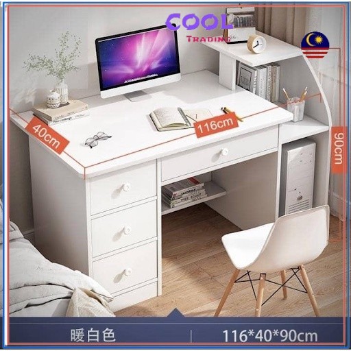 PPP 100-120cm Computer Table With Shelves And Drawers Simple Desktop ...
