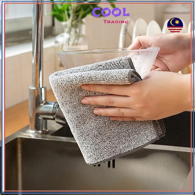 Bamboo Charcoal Fiber Kitchen Rag, No Oil, No Lint, Dish cloth To ...