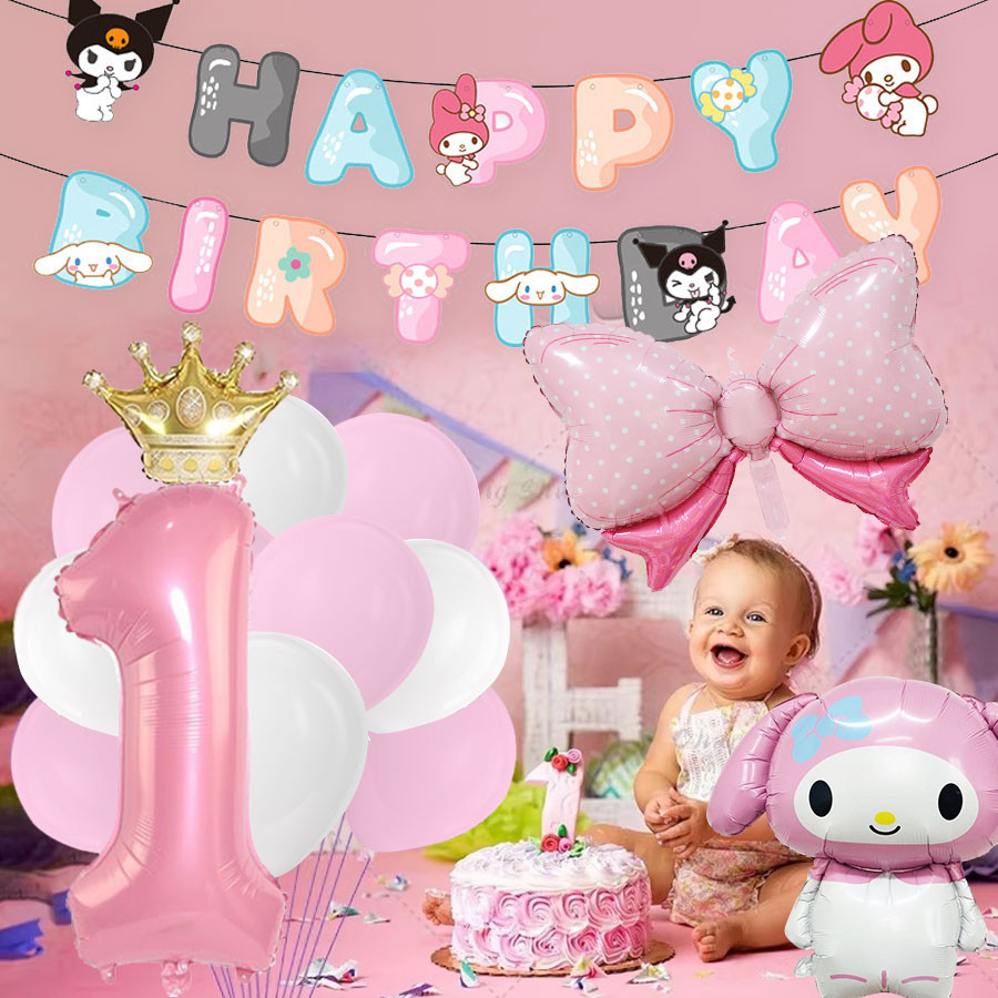 1Set Cartoon Sanrio Anime Theme Kawaii My Melody Balloon with 32inch ...