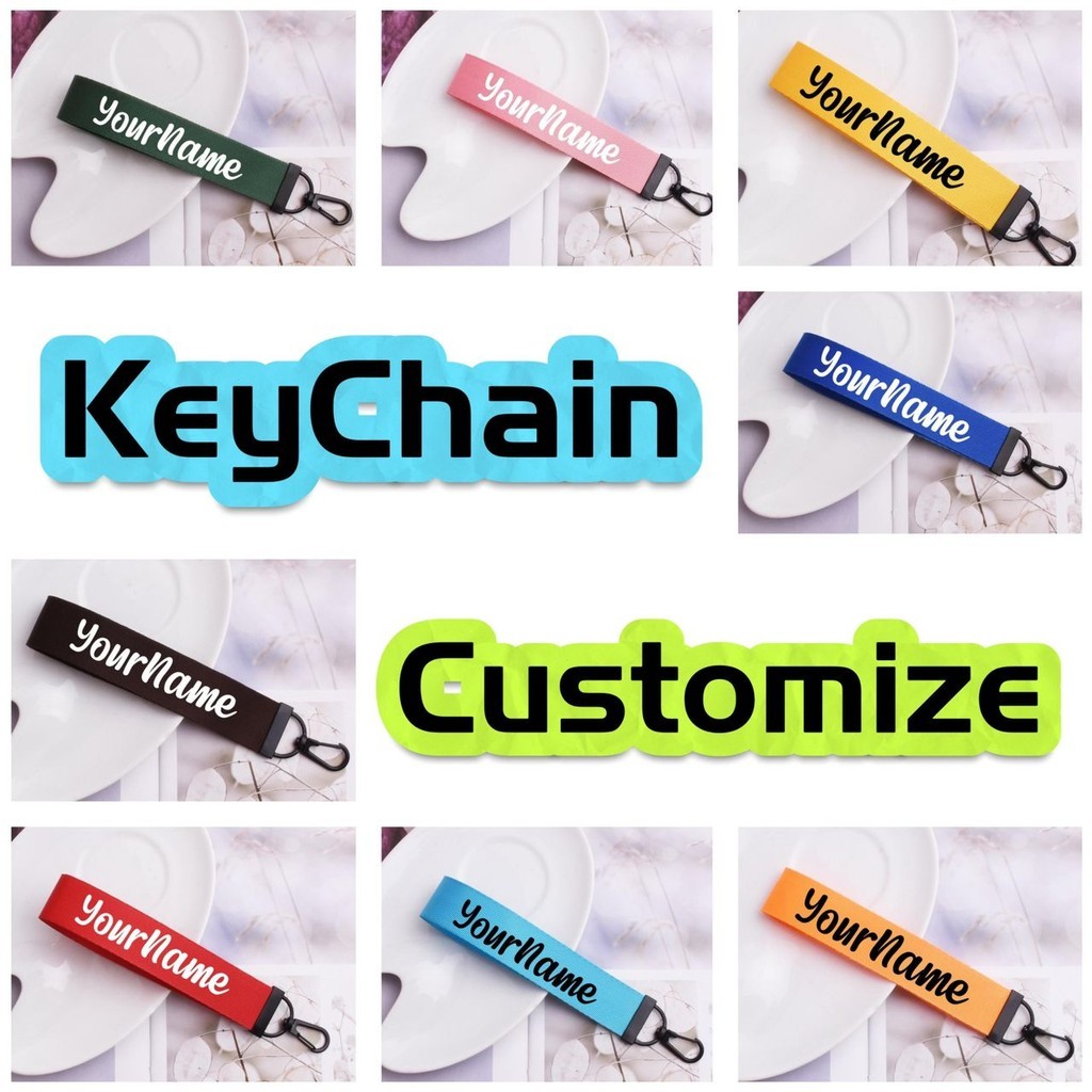 Customize Keychain Personalized Name Logo Teks Fabric Keychains | NO ...