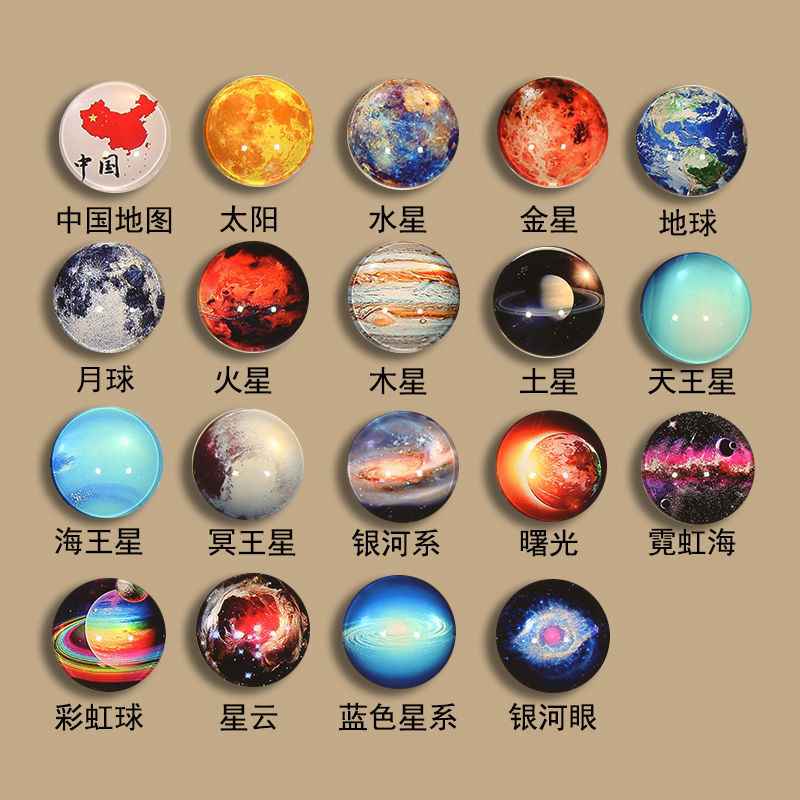 Influencer Eight Planets Solar System Magnets Crystal Glass ...