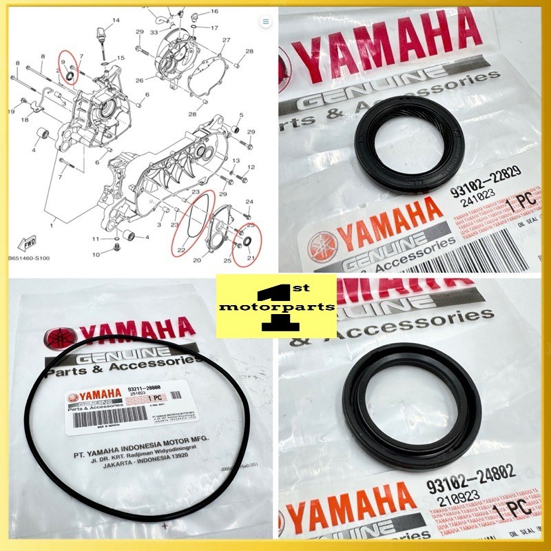 [100% ORI YAMAHA] NVX V1 V2 / NMAX V2 N-MAX LH CVT PULLEY / RH CRANKCASE OIL SEAL / O-RING CVT ...