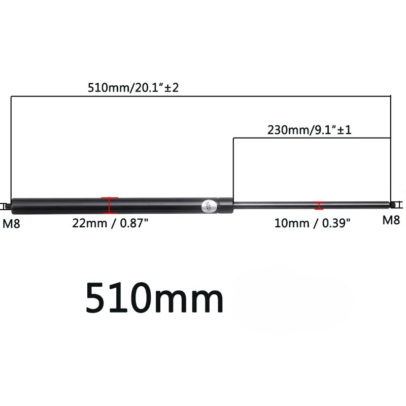 1pc 100N 150N 200N 10mm Car Gas Strut Bars Gas Spring Hood 210-510mm M8 ...