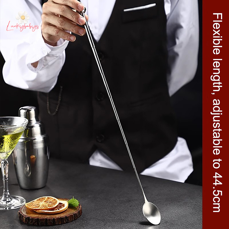 Luckybabys> Silver Stainless Steel Retractable Bar Spoon Bartender ...