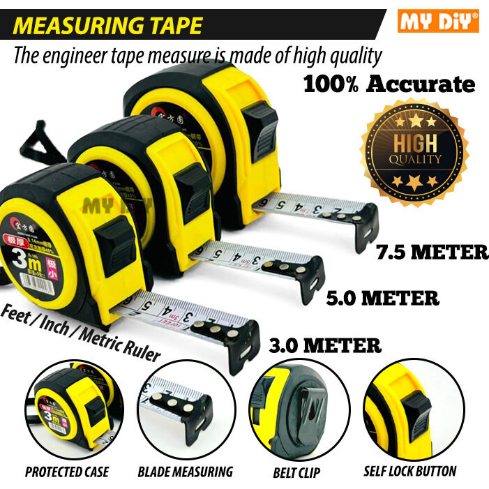 MYDIYHOMEDEPOT - 3M 5M 7.5M MEASURING TAPE WITH PROTECTED COVER TALI ...