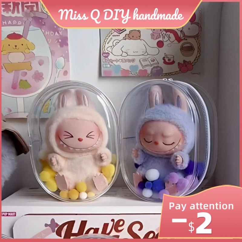 labubu bag LABUBUSitting Party Doll Bag 15cmCotton Doll Storage Bag ...