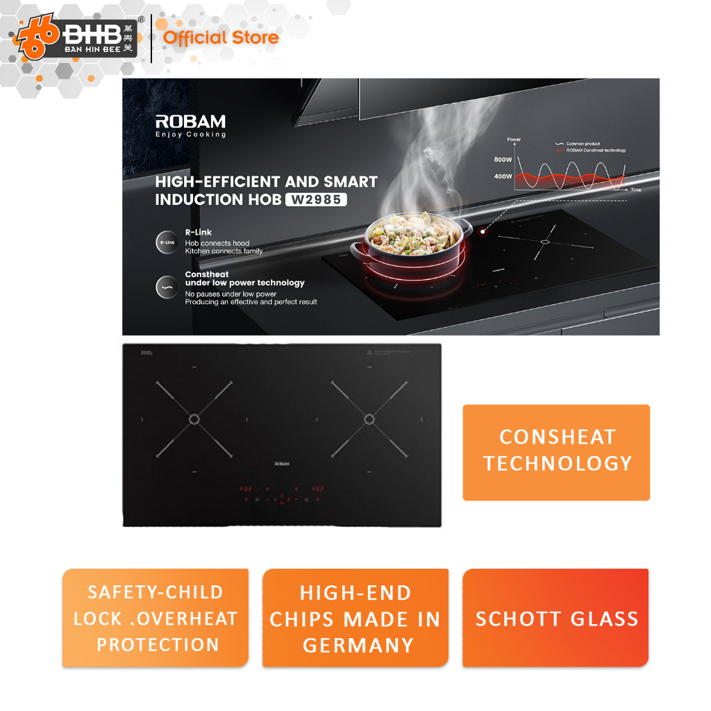 ROBAM W2985 - HIGH EFFICIENT AND SMART INDUCTION HOB (RBM-W2985) | Shopee Malaysia