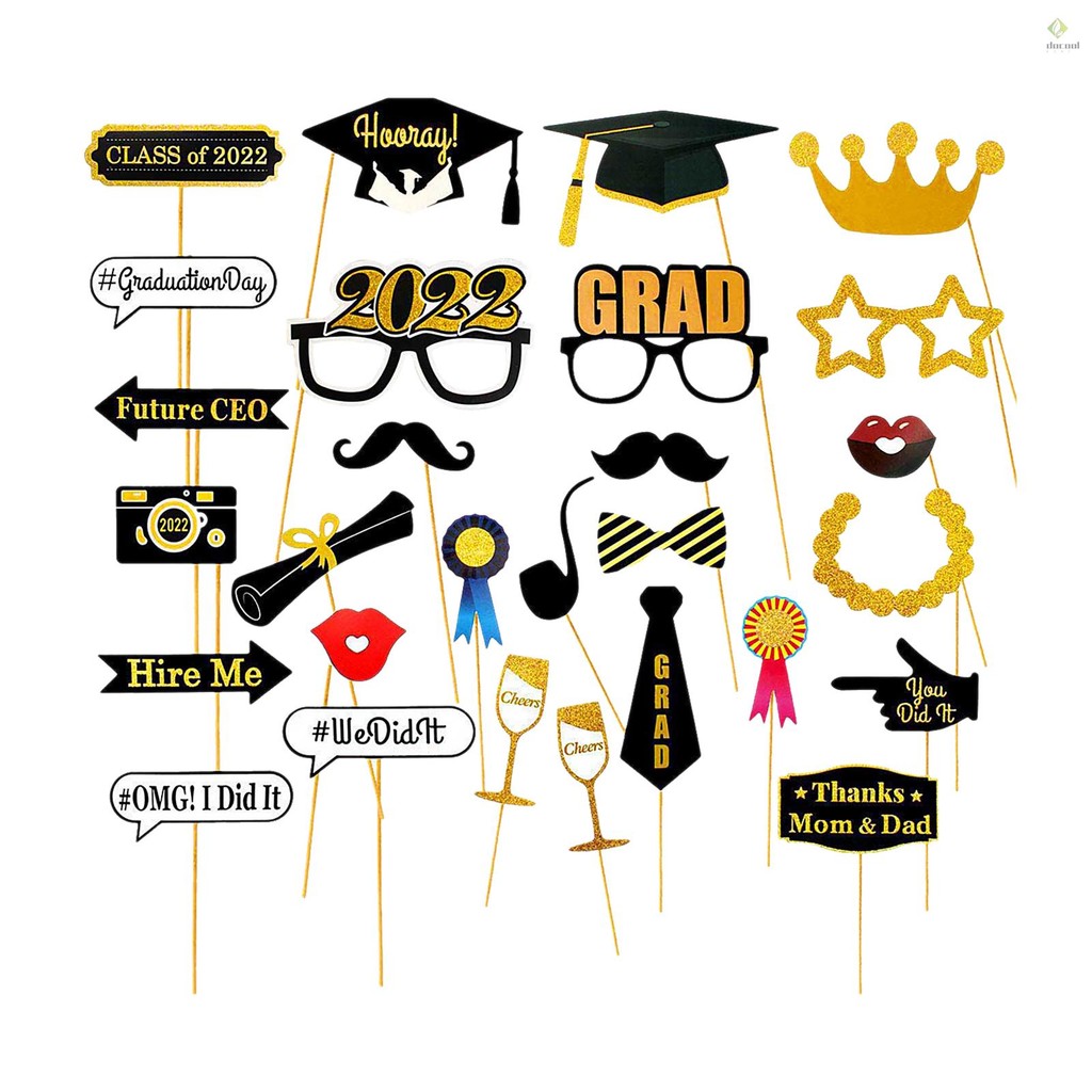 28PCS Graduation Paper Eyeglasses 2022 Glitter Glasses Photo Props ...