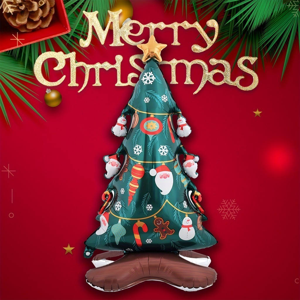 3D Large Foil Balloons Xmas Tree Santa Claus Standing Balloons ...