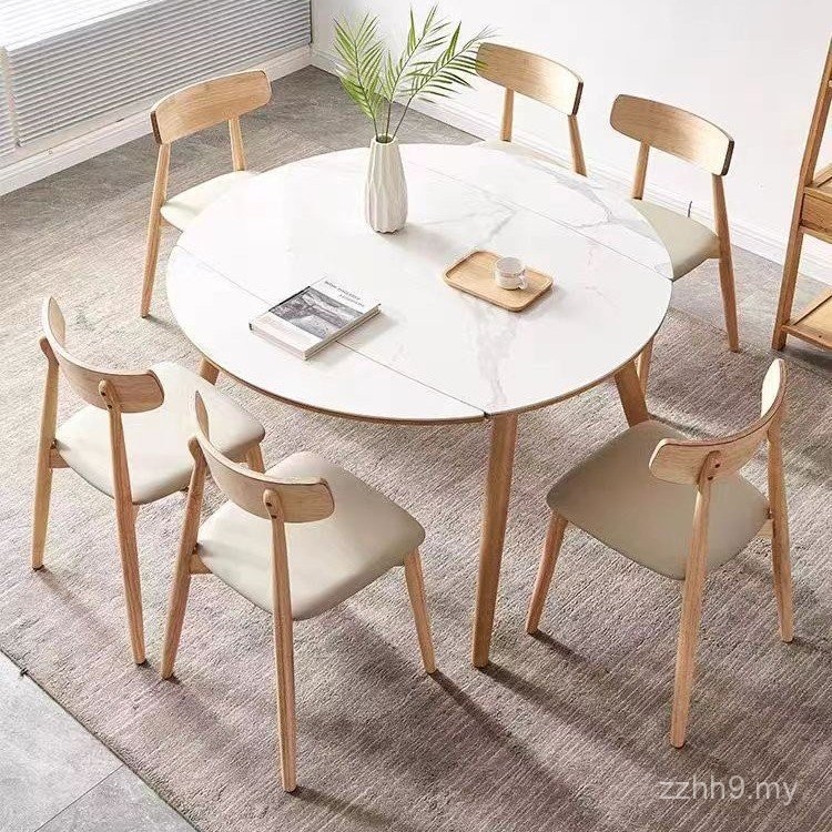 Meja makan batu bulat Nordic isi rumah pangsapuri kecil moden dan ...