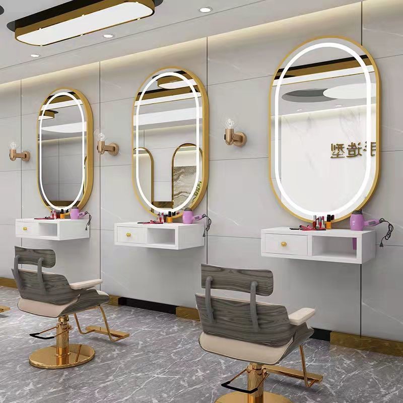 Hair Salon Makeup Wall Hanging Mirror Cabinet Integrated Dressing Table ...