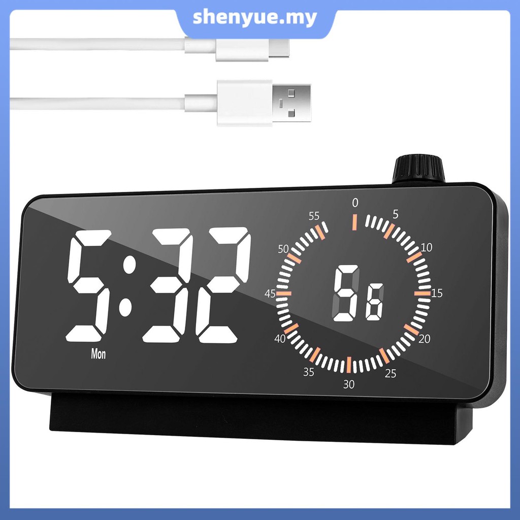 Mirror Alarm Clock with Timer LED Big Display Digital Desk Clock 3 ...
