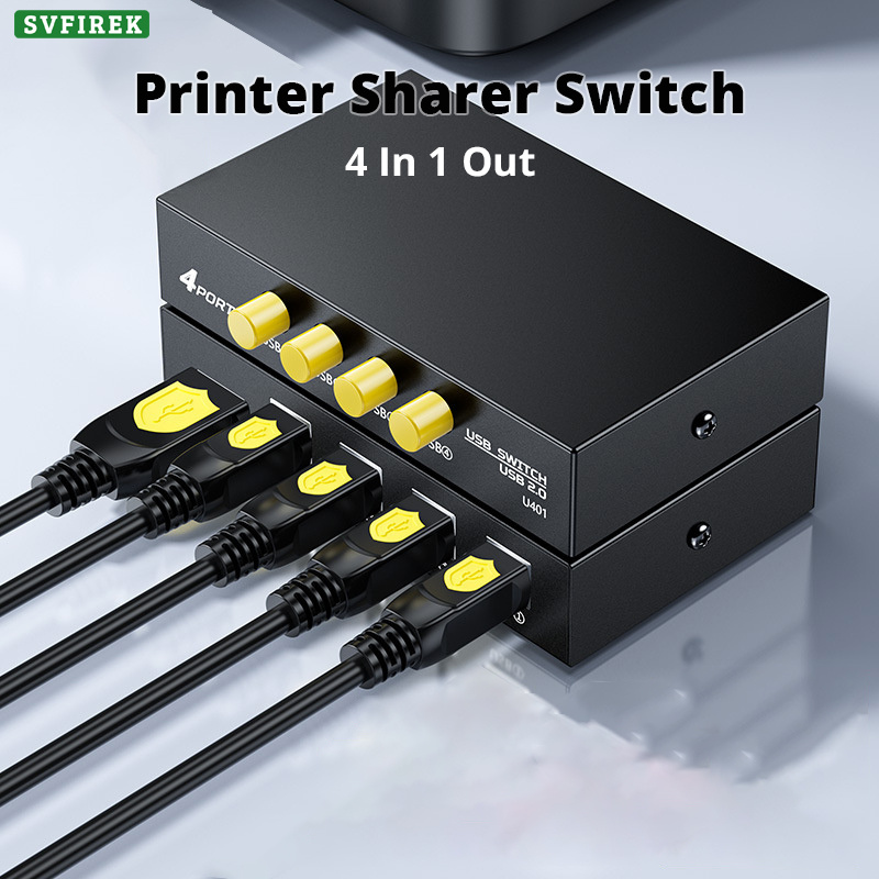 USB Print Sharer Switch 4 In 1 Out USB Auto Printer Sharer Splitter For ...