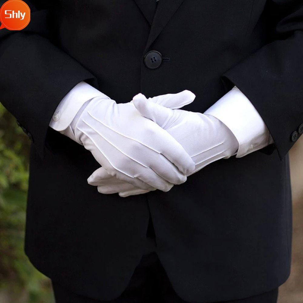 SHLY White Cotton Gloves, Soft Thin Formal Cotton Gloves, Uniform ...