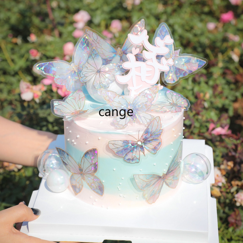 Baking Cake Decoration Laser Butterfly Plastic Plugin Couple Confession ...