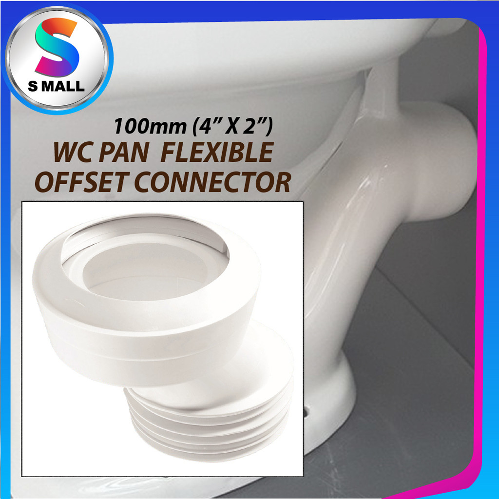 4" X 2" UPVC WC Pan Toilet Pipe Waste Flexible Offset Connectors Tandas ...
