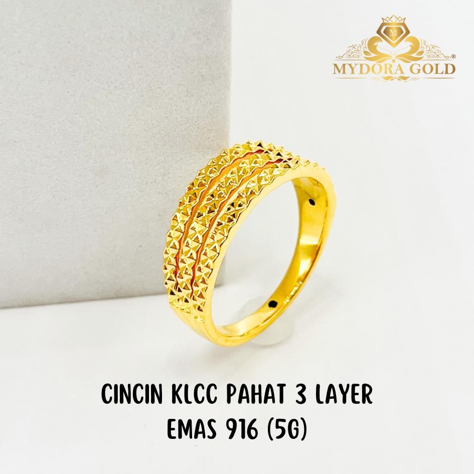 MYDORA Cincin KLCC Pahat 3 Layer (5G) l EMAS 916/22K | Shopee Malaysia