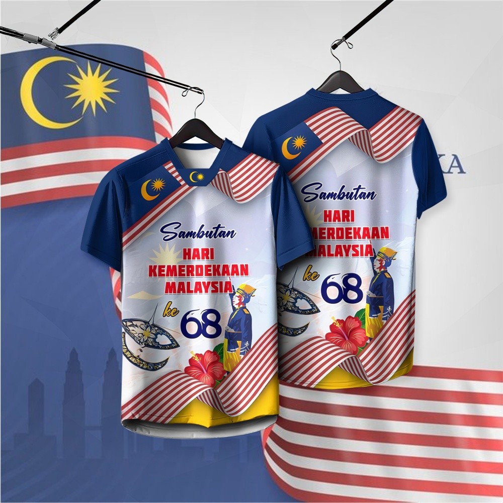 Merdeka-Themed Retro Collar T-Shirts & Polos - Full Sublimation ...