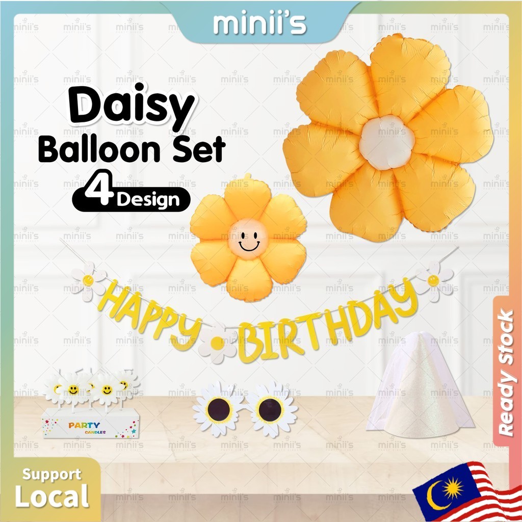 MINIIS PARTY Daisy Flower Balloon Daisy Balloon Party Decoration Set ...